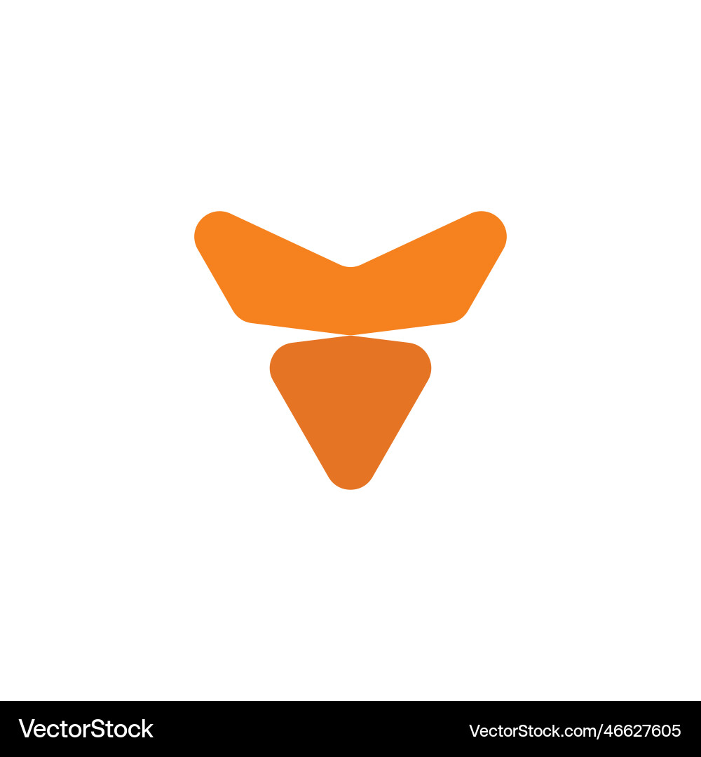 Orange letter v fox logo icon Royalty Free Vector Image
