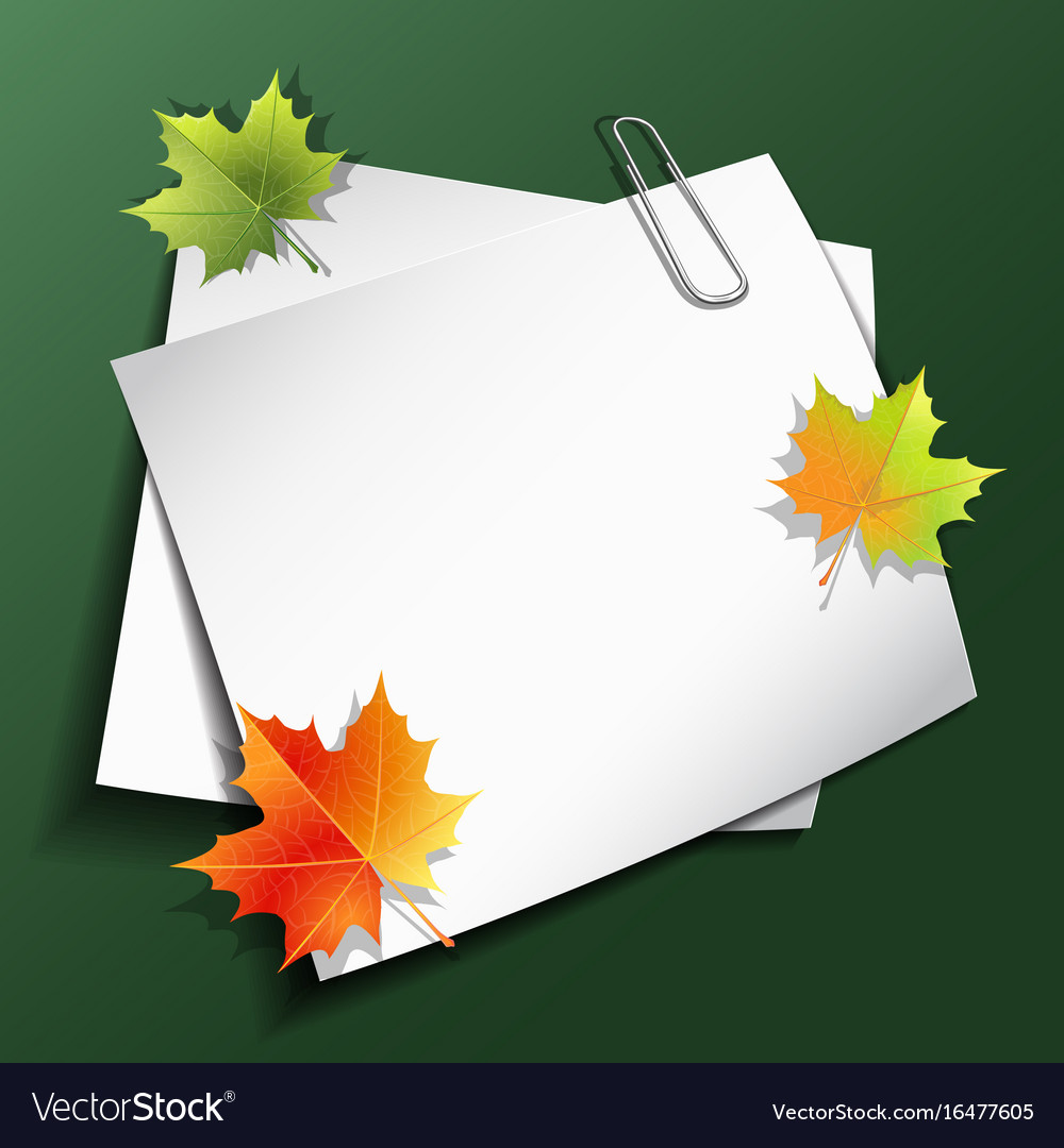 Paper sheets and maple autumn leaves Royalty Free Vector