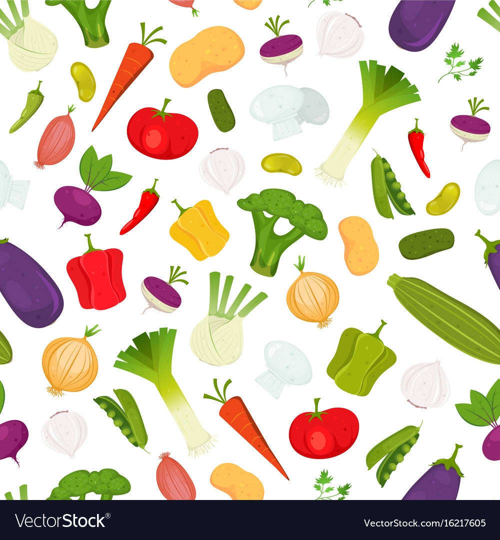 Seamless vegetables background Royalty Free Vector Image