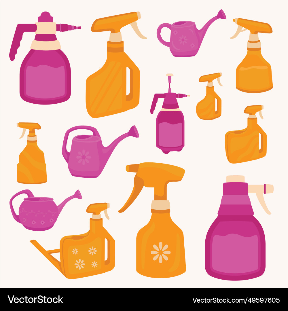 Set garden sprayer plant Royalty Free Vector Image