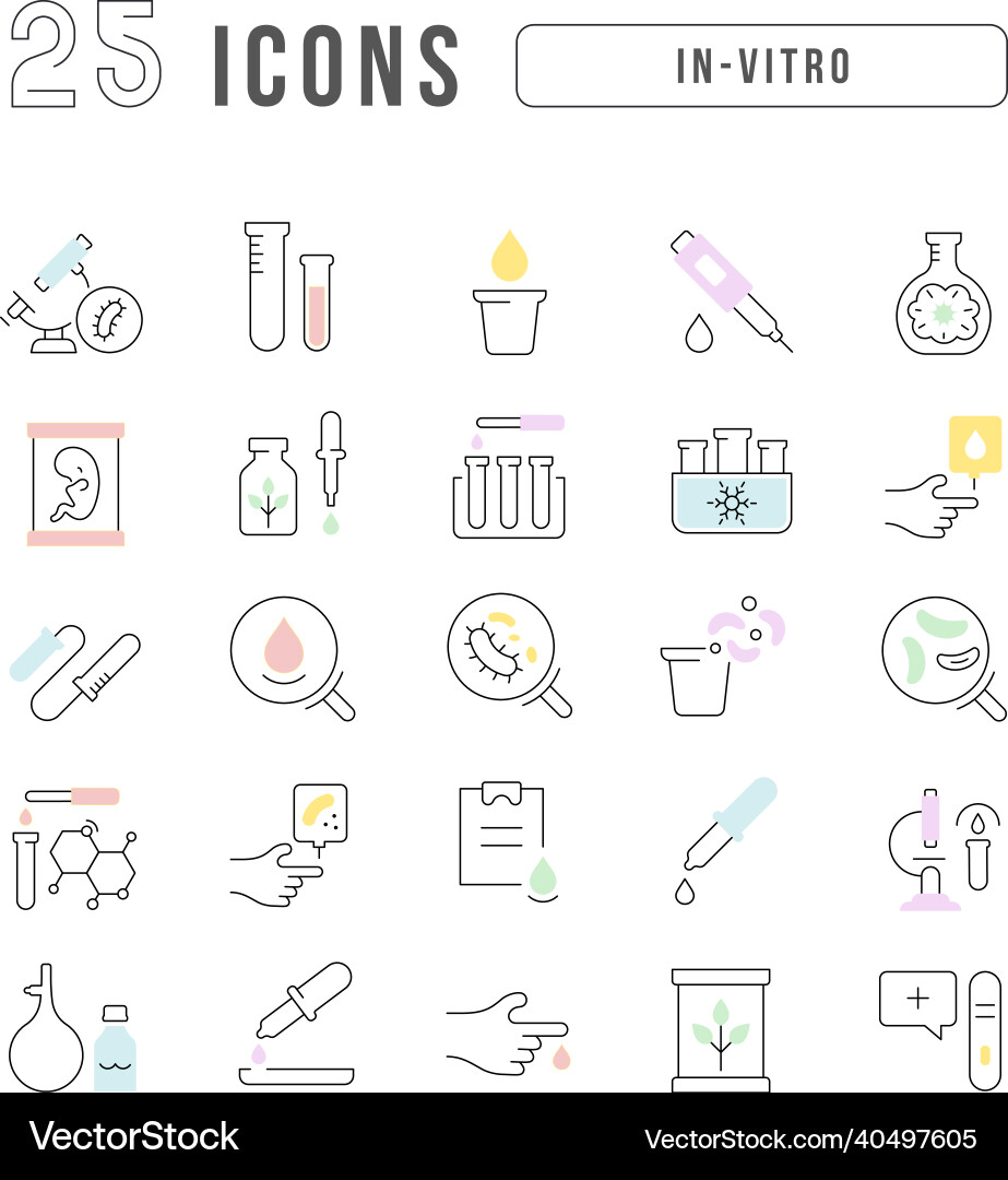 Set of linear icons in-vitro Royalty Free Vector Image
