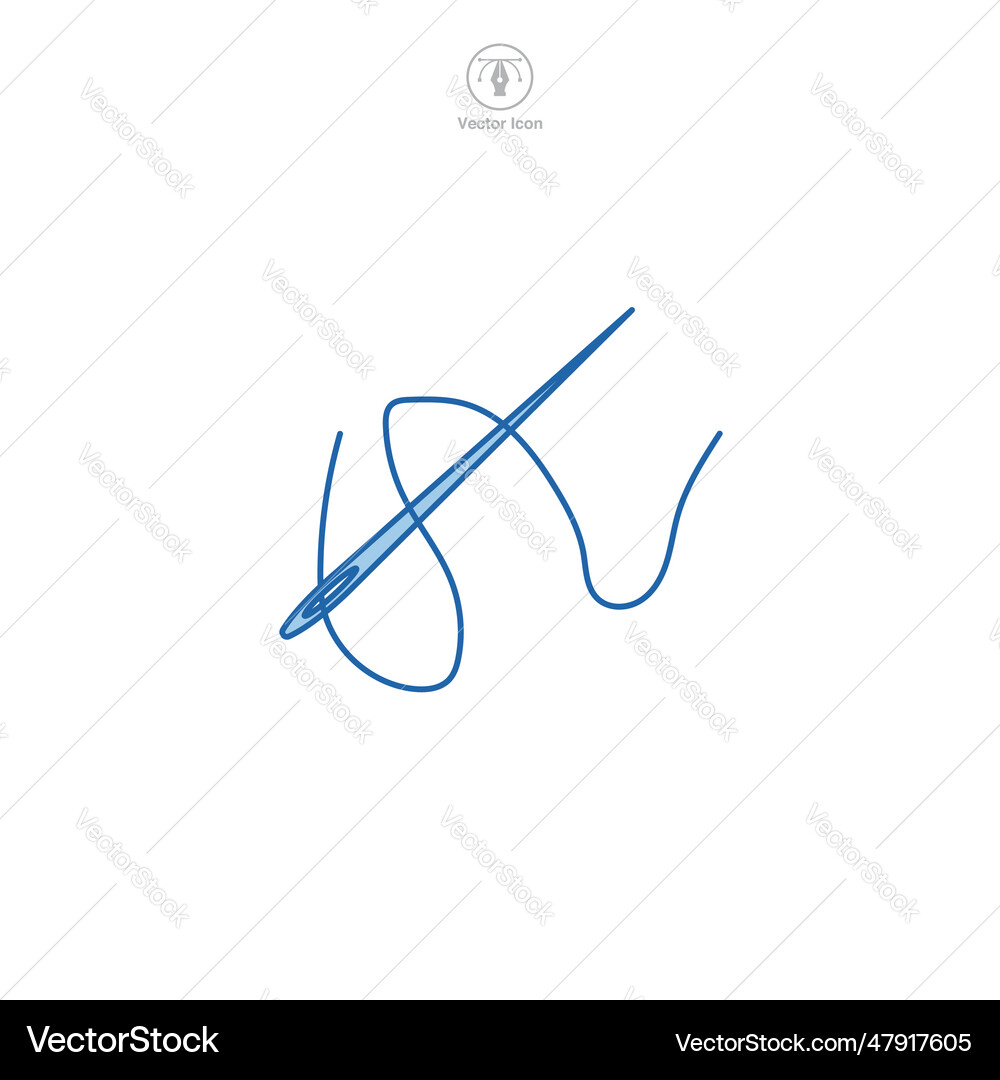 Sewing needle icon symbol isolated on white Vector Image