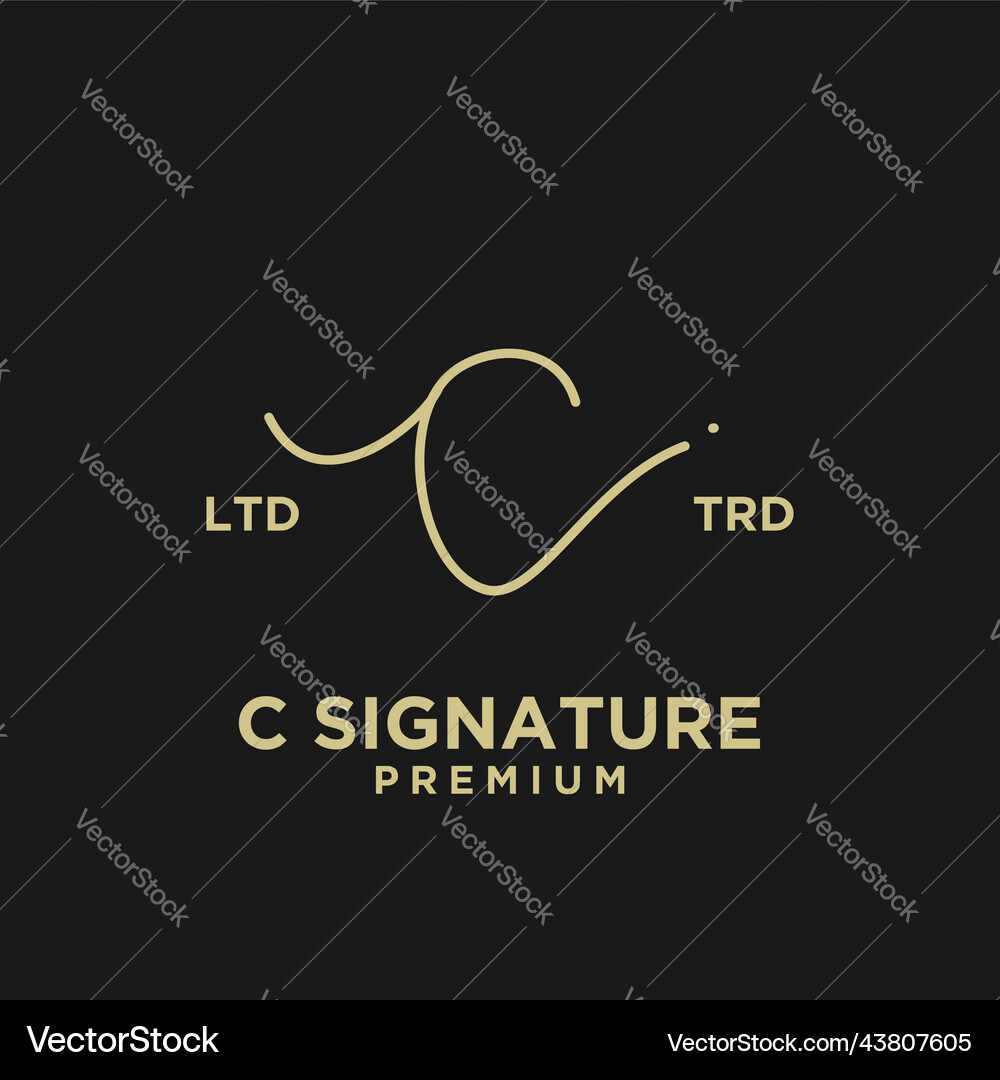 Signature letter c hand write logo design Vector Image
