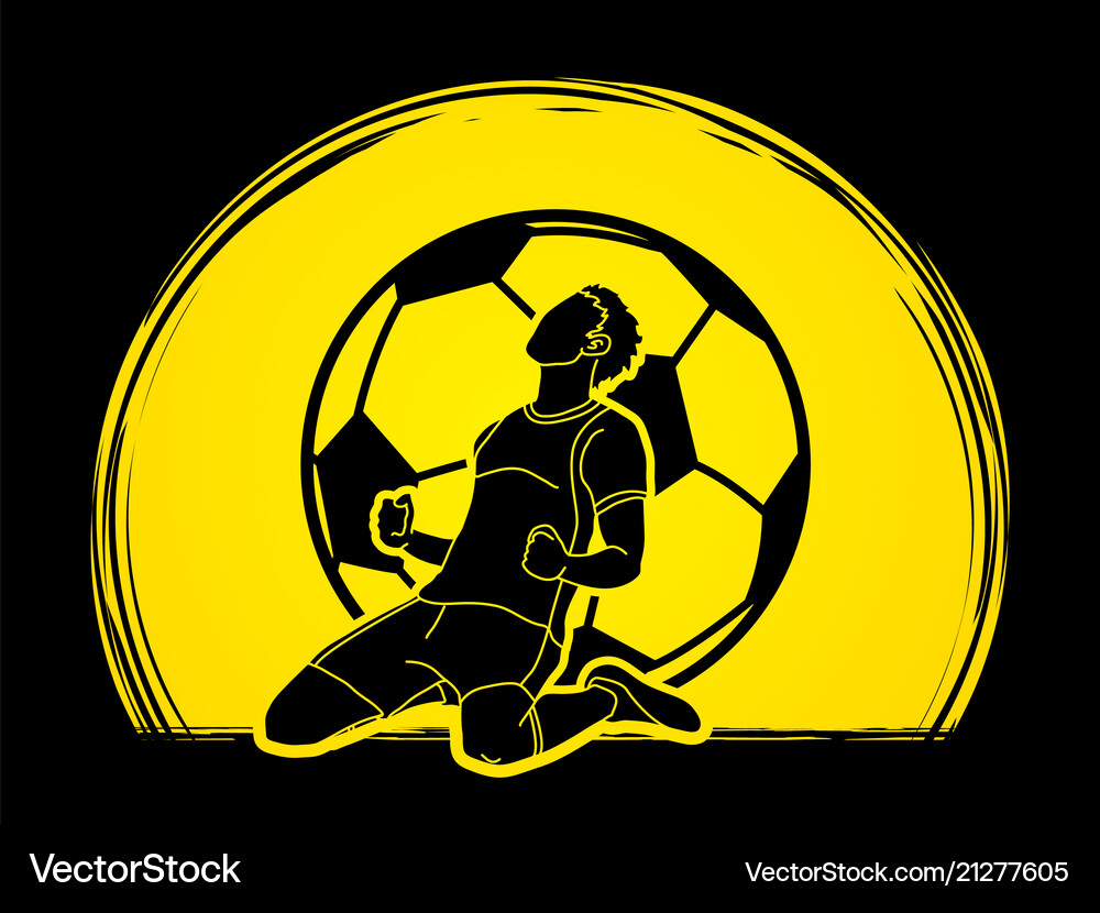 Soccer player the winner action graphic Royalty Free Vector