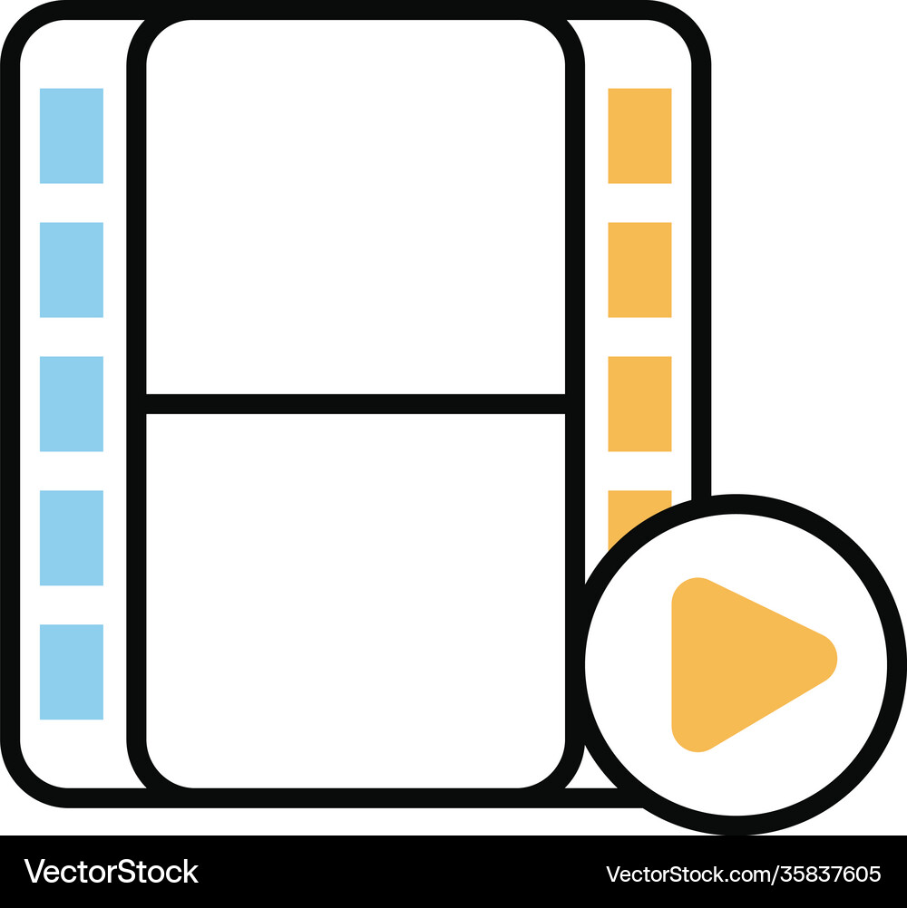 Tape record with play button line and fill style Vector Image