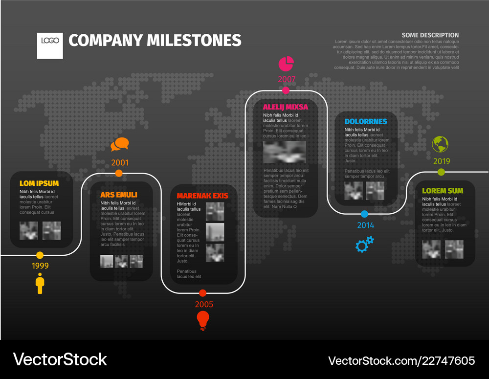 Timeline template with photo placeholders Vector Image