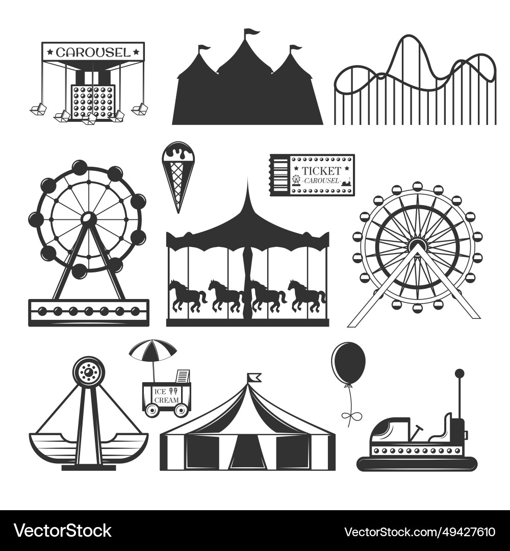Amusement park attraction black-and-white Vector Image
