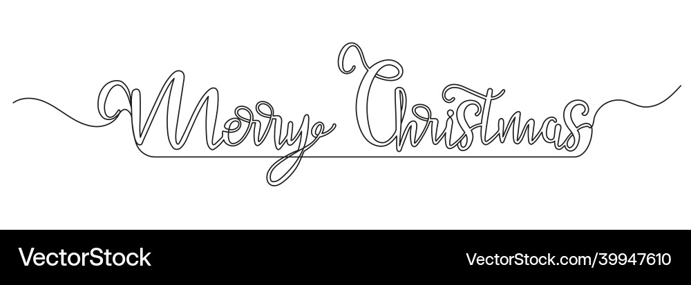 Continuous single line drawing of lettering merry Vector Image