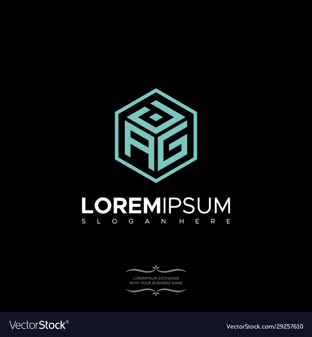 Dag initial letters loop linked hexagon monogram Vector Image