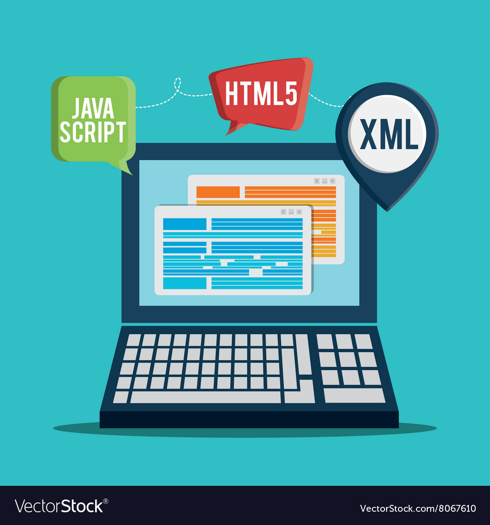 Development with gadget design laptop Royalty Free Vector