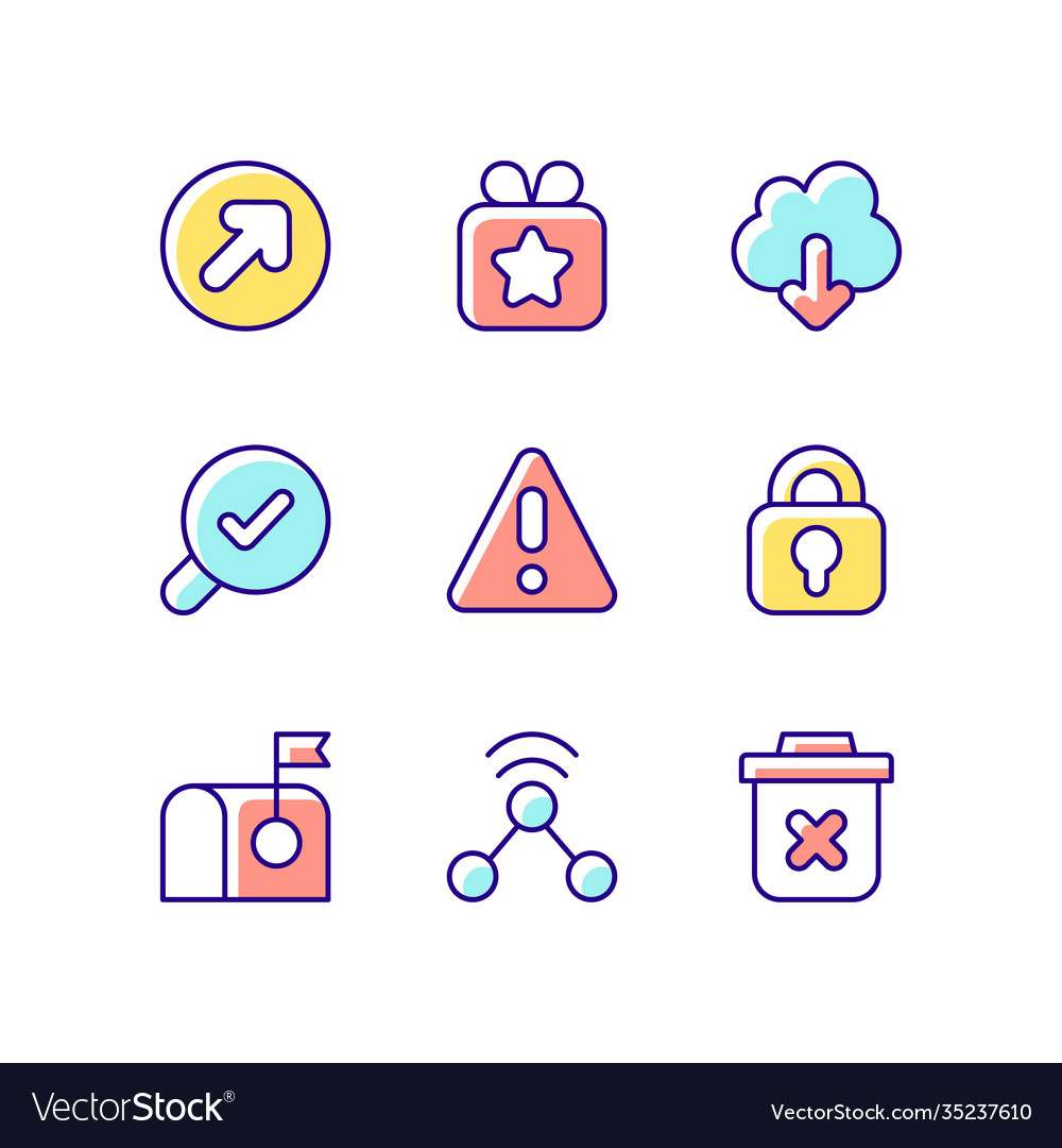 Interface for better usability rgb color icons set Interface for better usability rgb color icons set