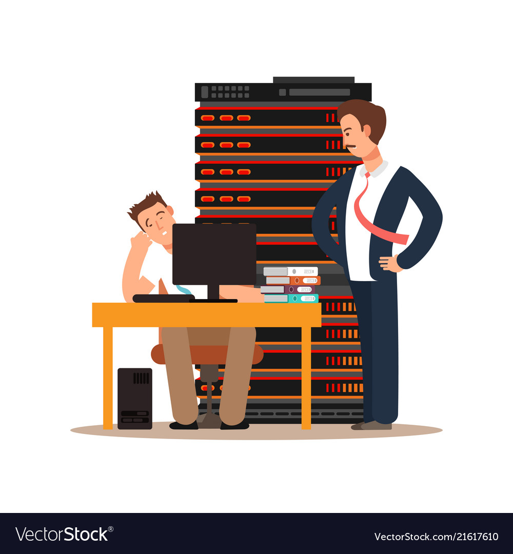 Server administrator workplace Royalty Free Vector Image