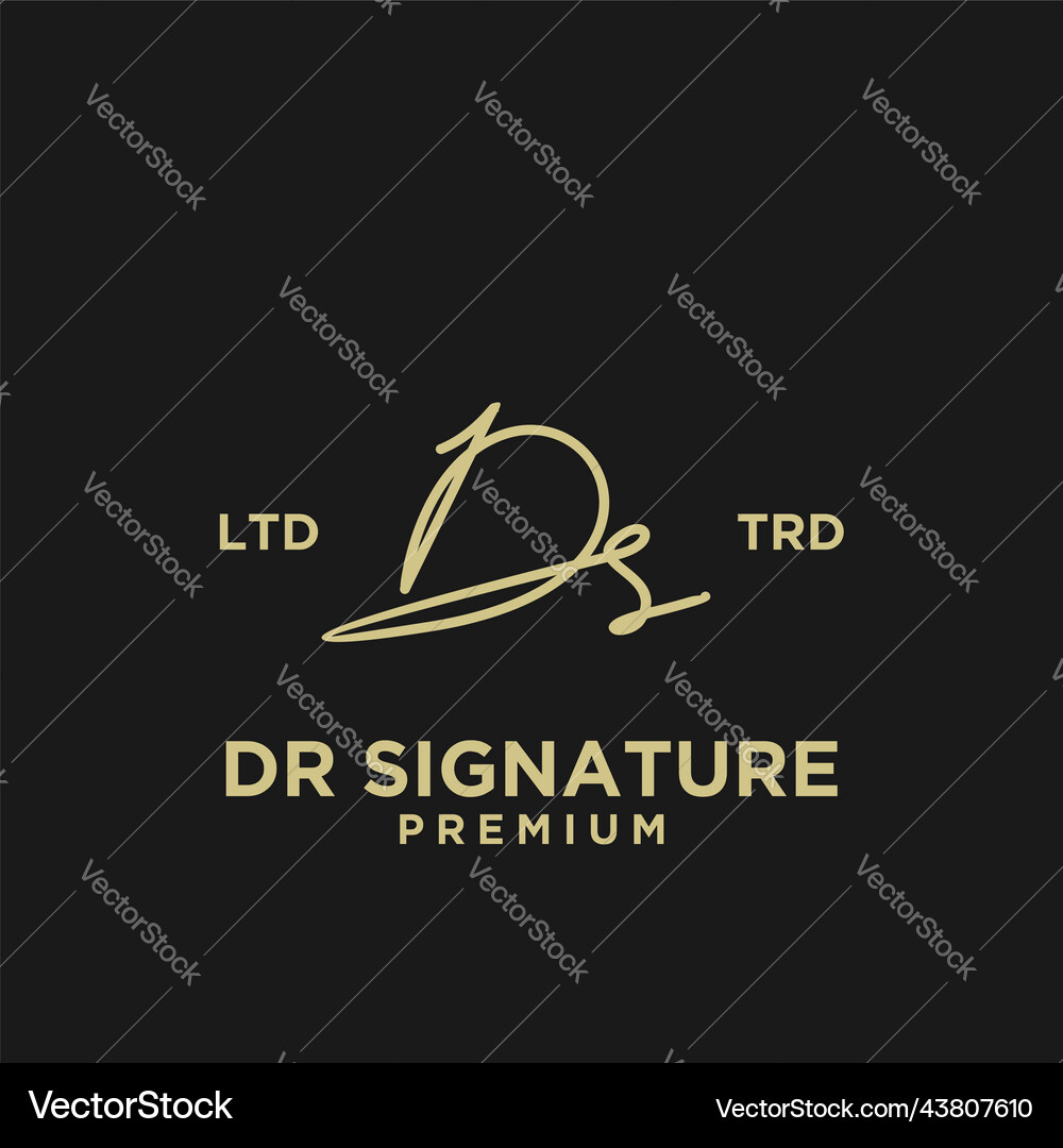 Signature letter dr hand write logo design Vector Image