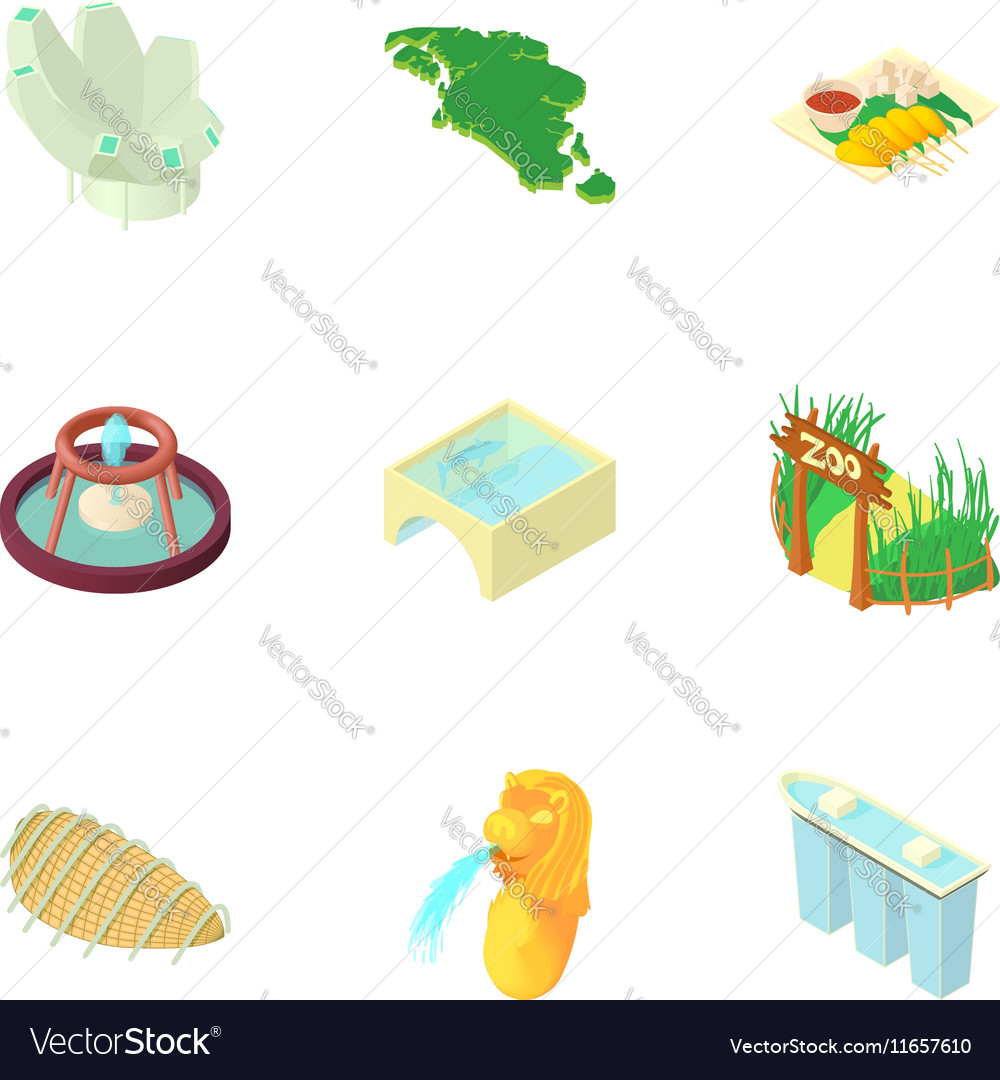 Singapore icons set cartoon style Royalty Free Vector Image Singapore icons set cartoon style Royalty Free Vector Image
