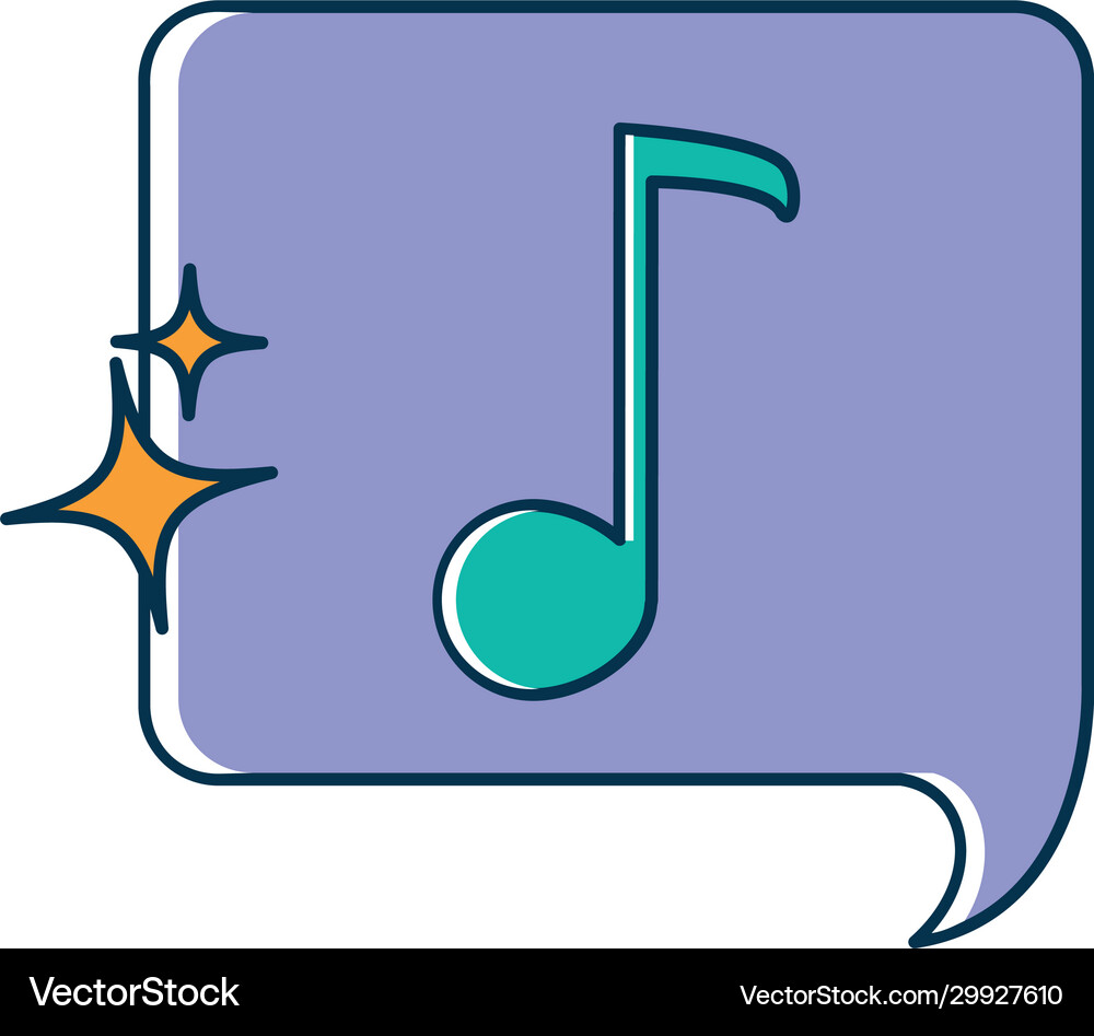 Speech bubble quaver note melody sound music line Vector Image