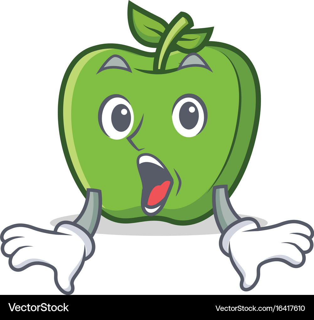 Surprised green apple character cartoon Royalty Free Vector