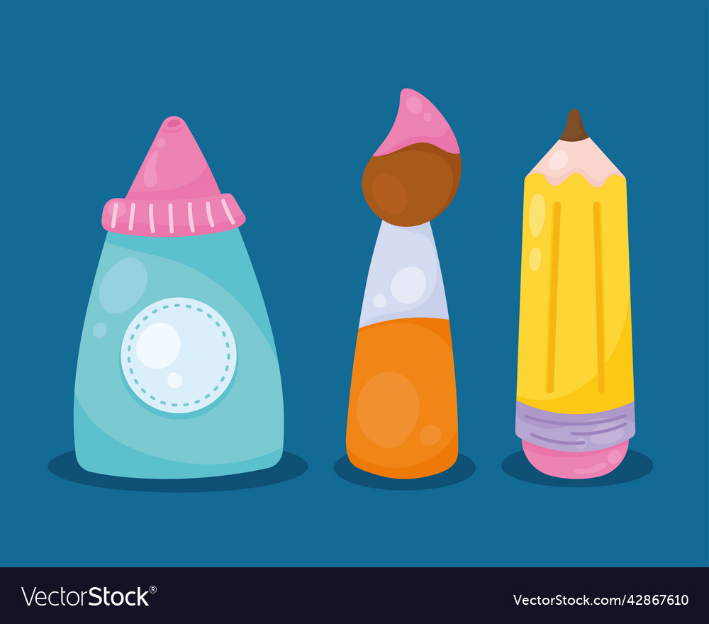 Three school supplies icons Royalty Free Vector Image