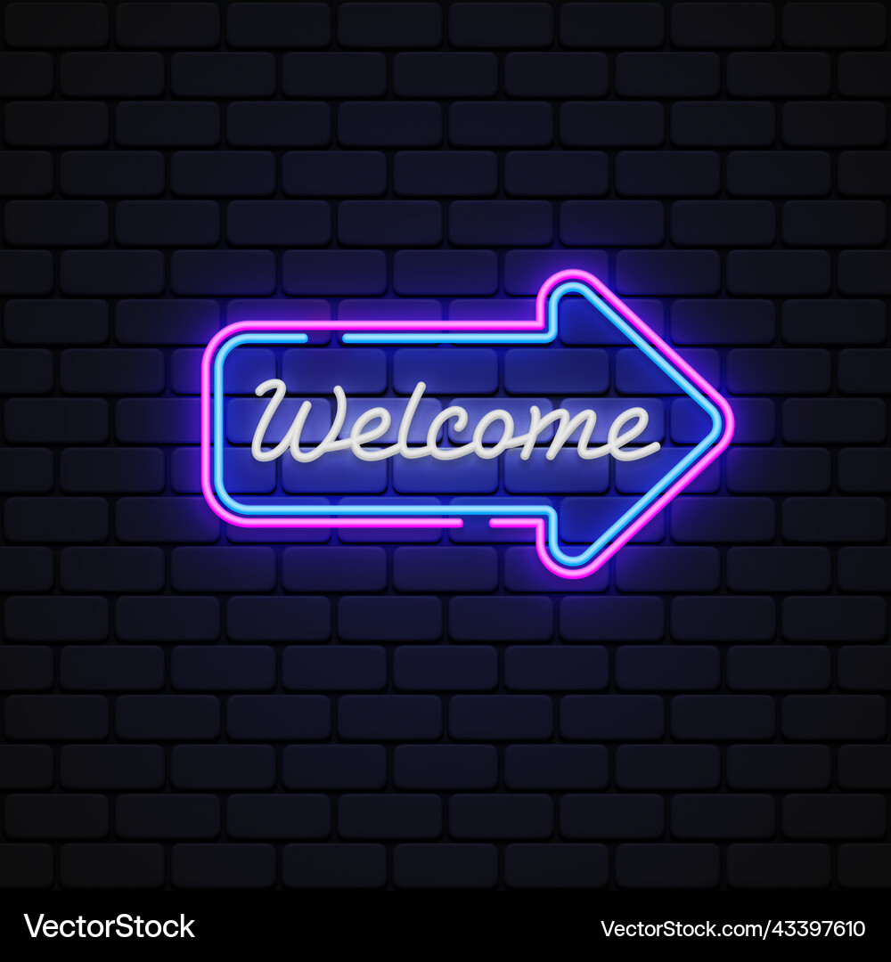 Welcome neon great design for any purposes Vector Image