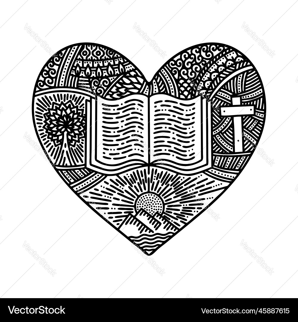 A hand-drawn heart the bible Royalty Free Vector Image
