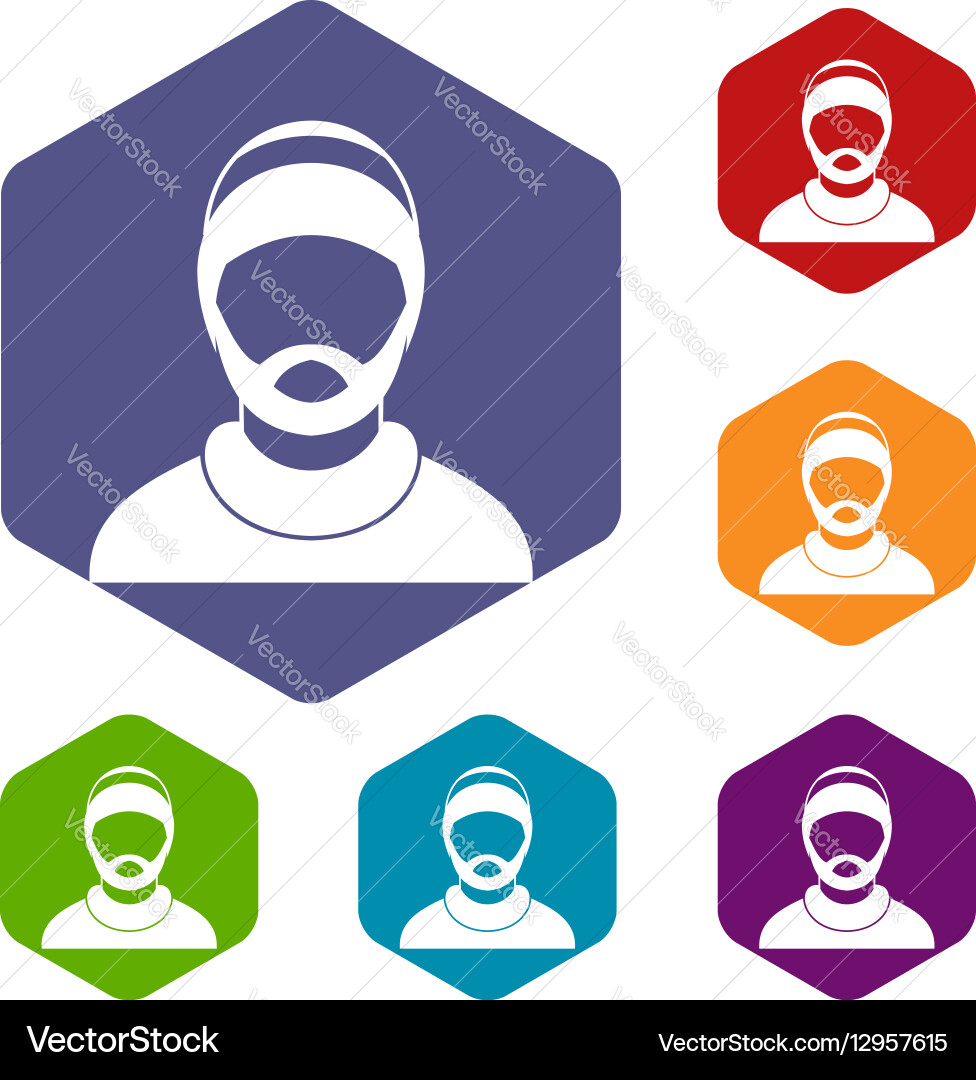 Bearded man avatar icons set Royalty Free Vector Image