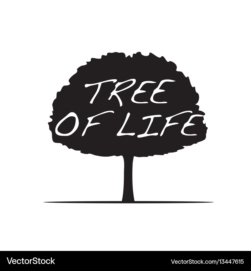 Black tree and text of life Royalty Free Vector Image