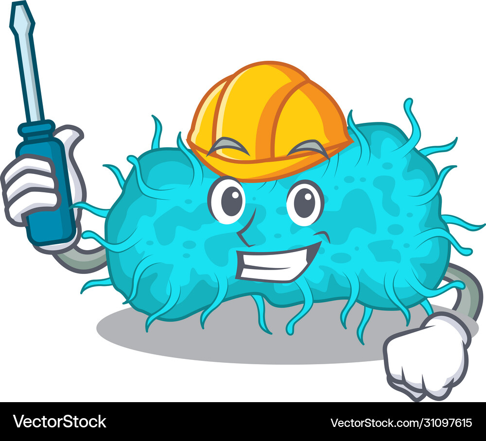 Cartoon character bacteria prokaryote worked Vector Image
