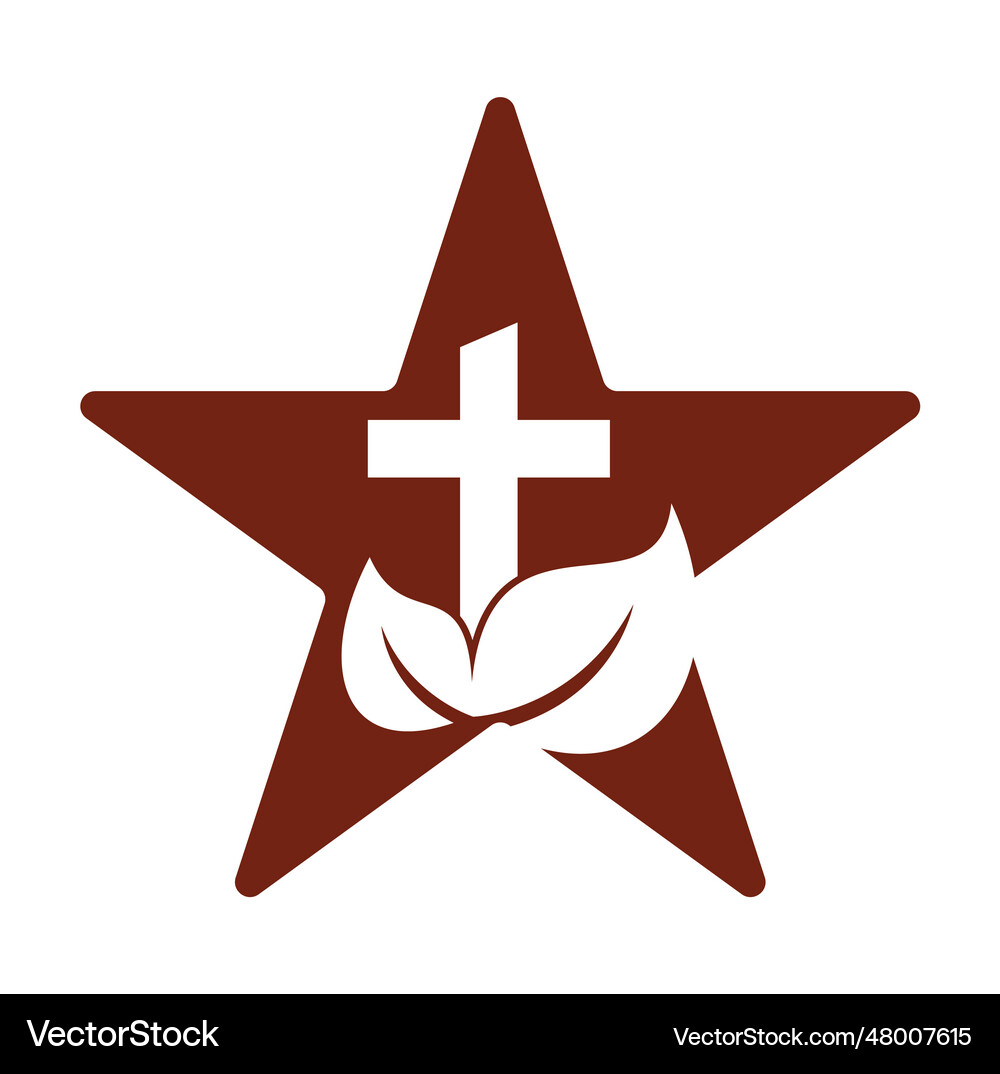 Church tree star shape concept logo design cross Vector Image