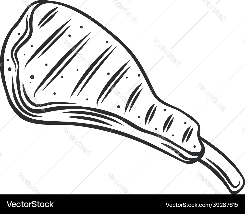 Grilled meat steak with bone outline icon Vector Image