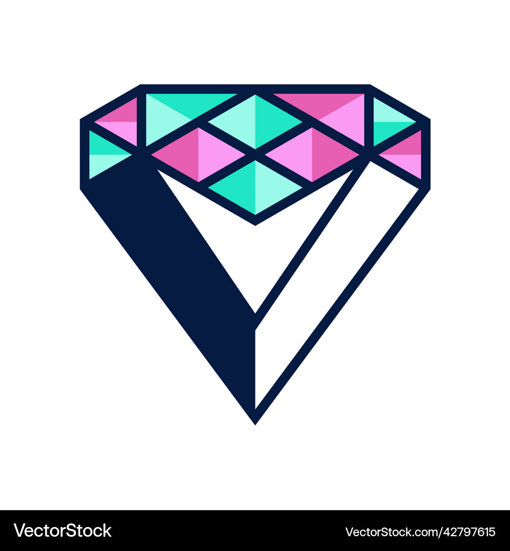 Letter v crystal diamond logo design Royalty Free Vector