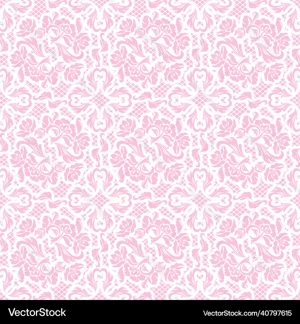 Ornamental lace pink background floral pattern Vector Image