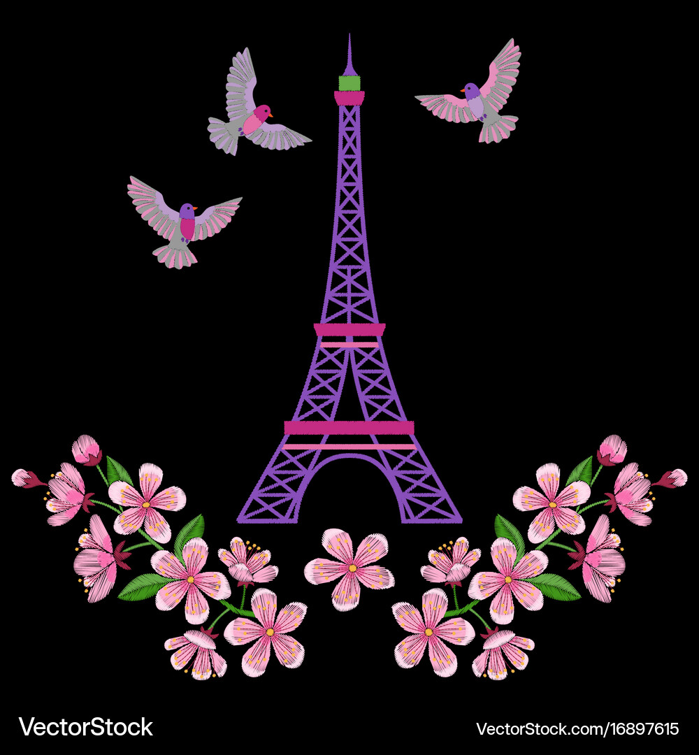 Parisian Spring Embroidery Royalty Free Vector Image