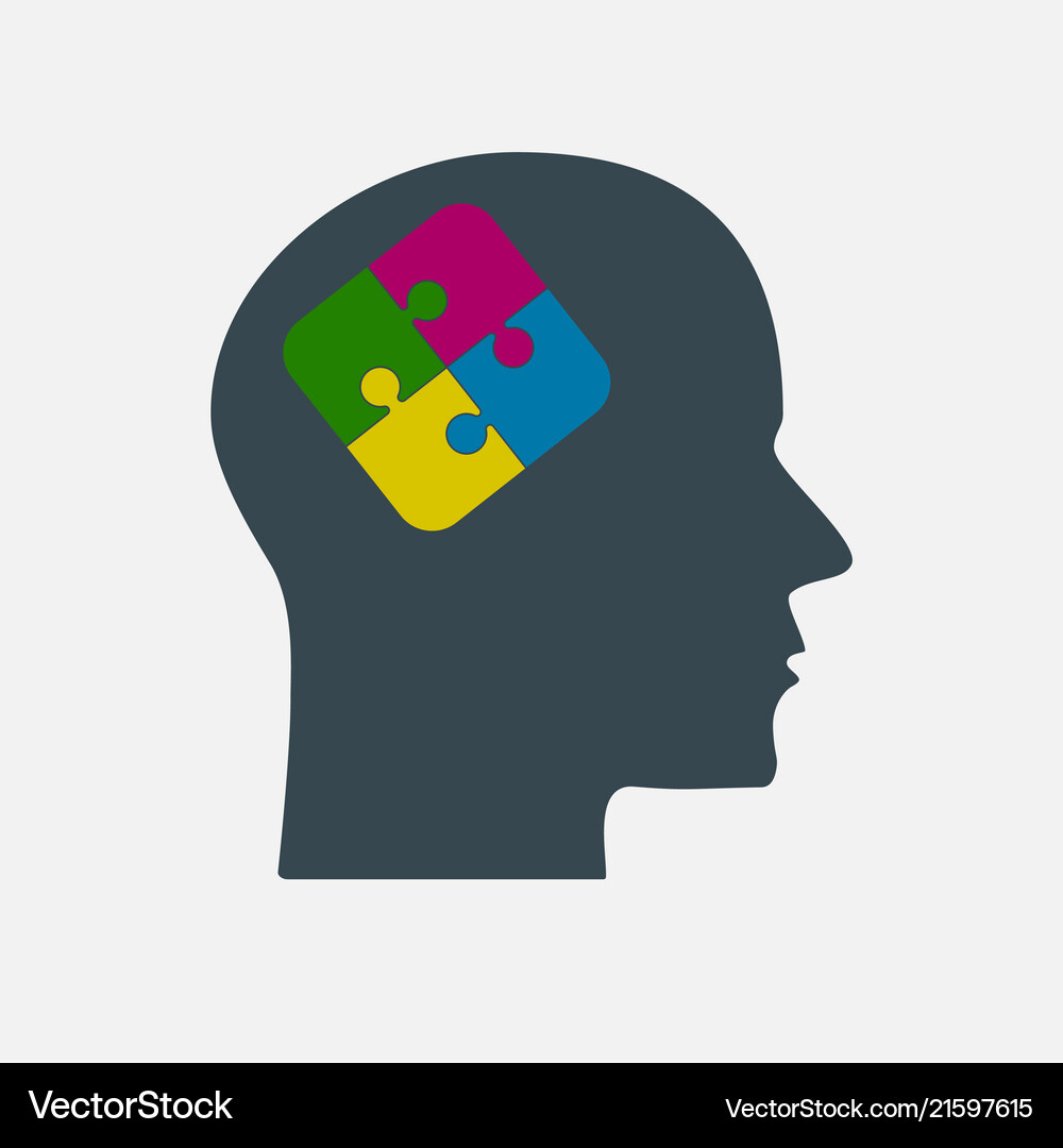 The colorful puzzle piece head jigsaw Royalty Free Vector