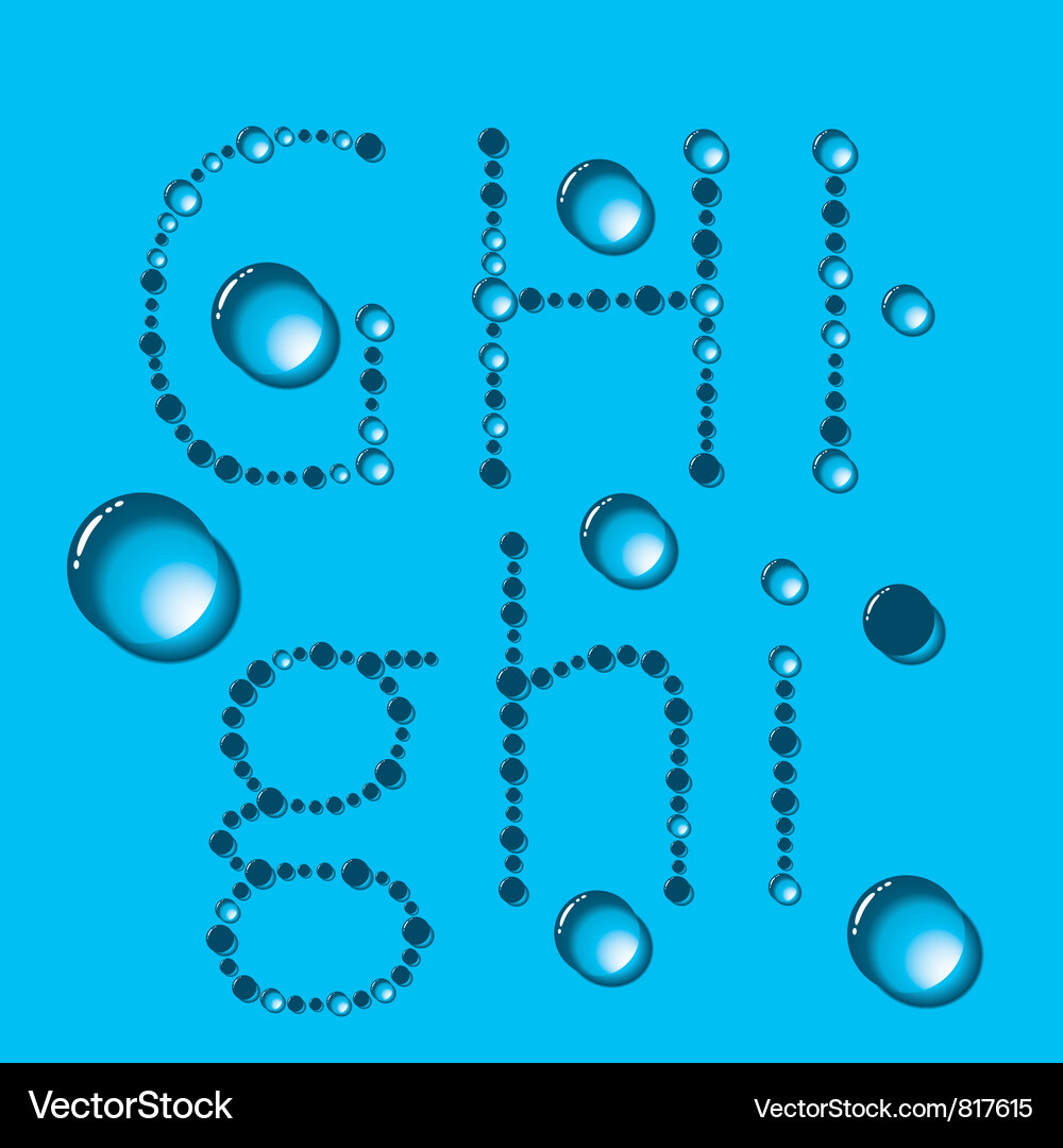 Water drop letters on blue new 03 Royalty Free Vector Image