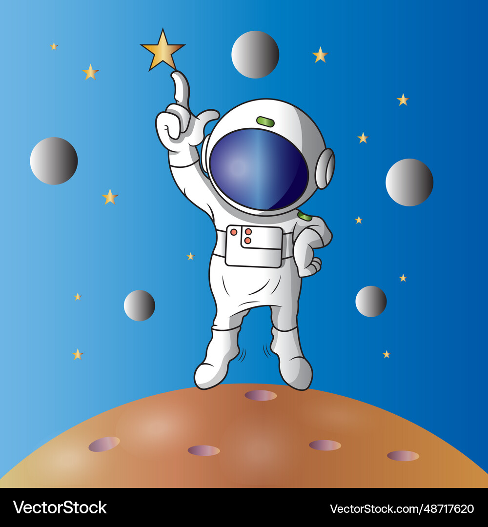 An astronaut pointing at the stars Royalty Free Vector Image