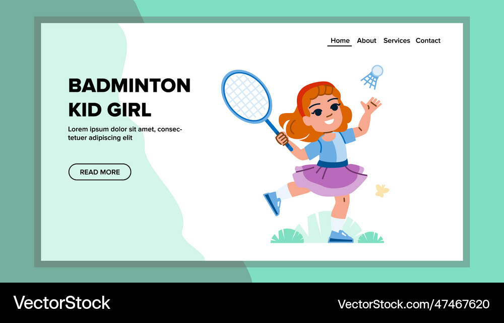 Badminton kid girl Royalty Free Vector Image - VectorStock