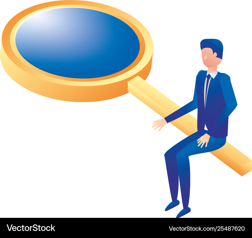 Businessman worker with magnifying glass Vector Image