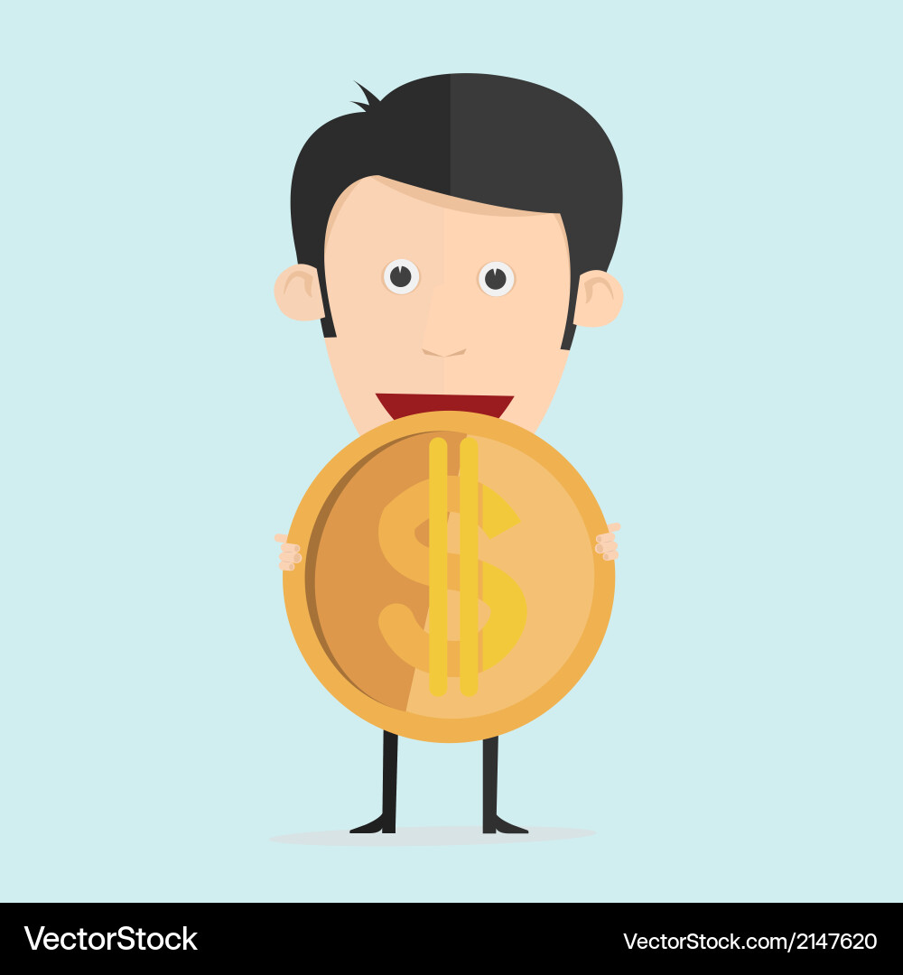 Cartoon with dollar coin in flat design Royalty Free Vector