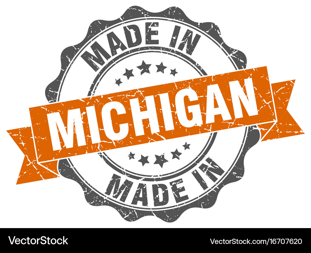 Made in michigan round seal Royalty Free Vector Image