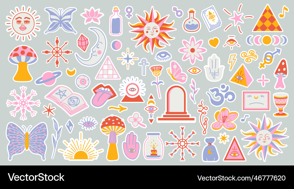 Magic background groovy in retro trend style Vector Image