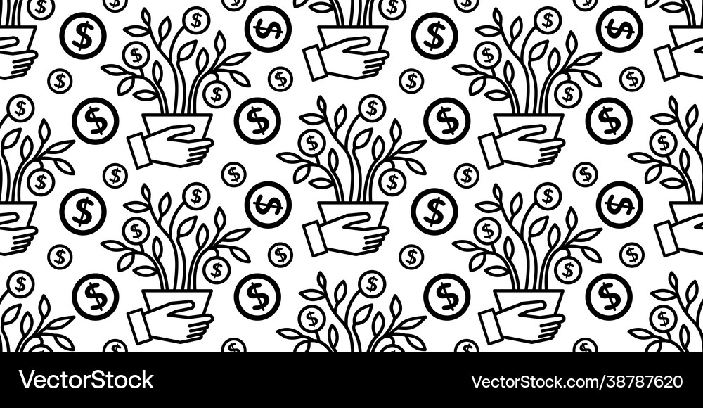 Money tree seamless background wealth finance Vector Image