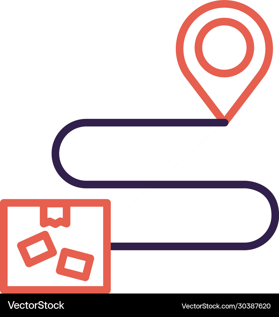Pin location with box delivery service line style Vector Image