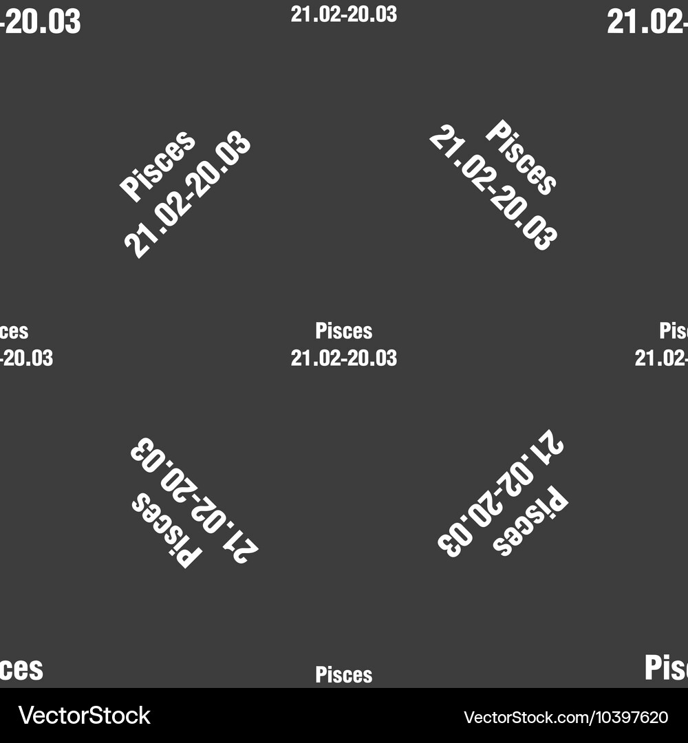 Pisces zodiac sign seamless pattern on a gray Vector Image
