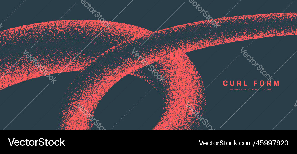 Red smooth dynamic curl form dotwork creative Vector Image