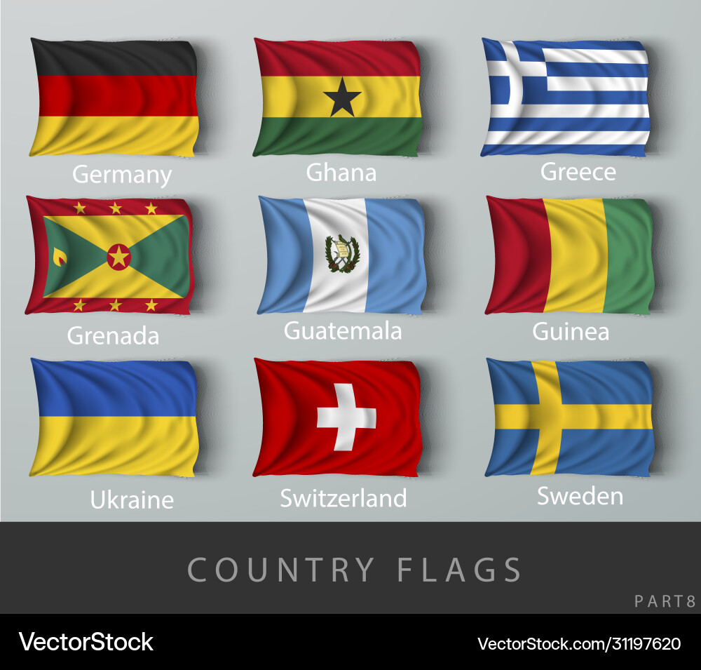 Riveted country flag wrinkled with shadows Vector Image