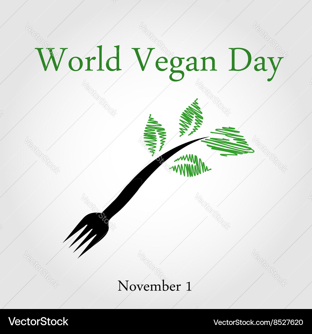 Seedling from a fork- world vegan day november 1 Vector Image