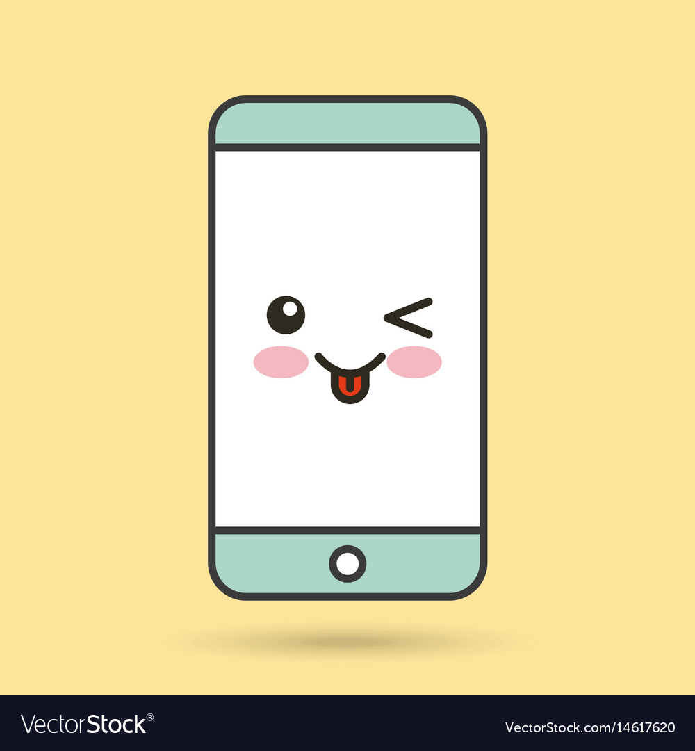 Smartphone character kawaii style Royalty Free Vector Image