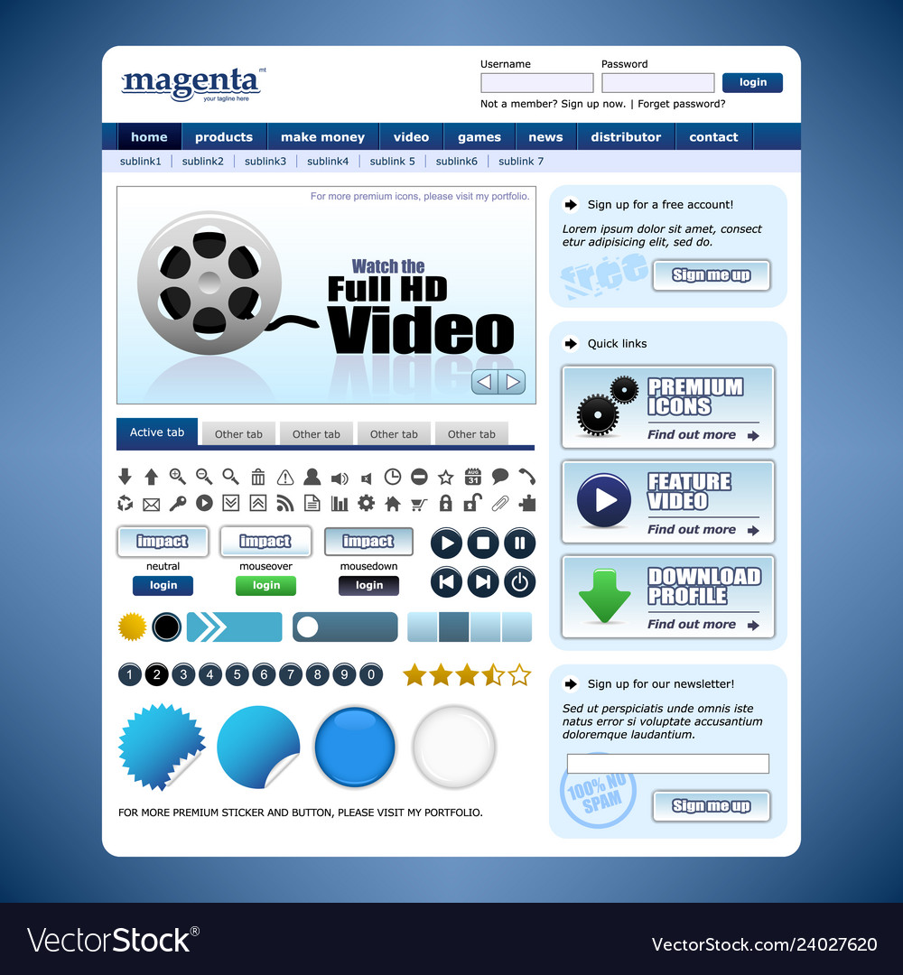 Web design element template a complete set Vector Image