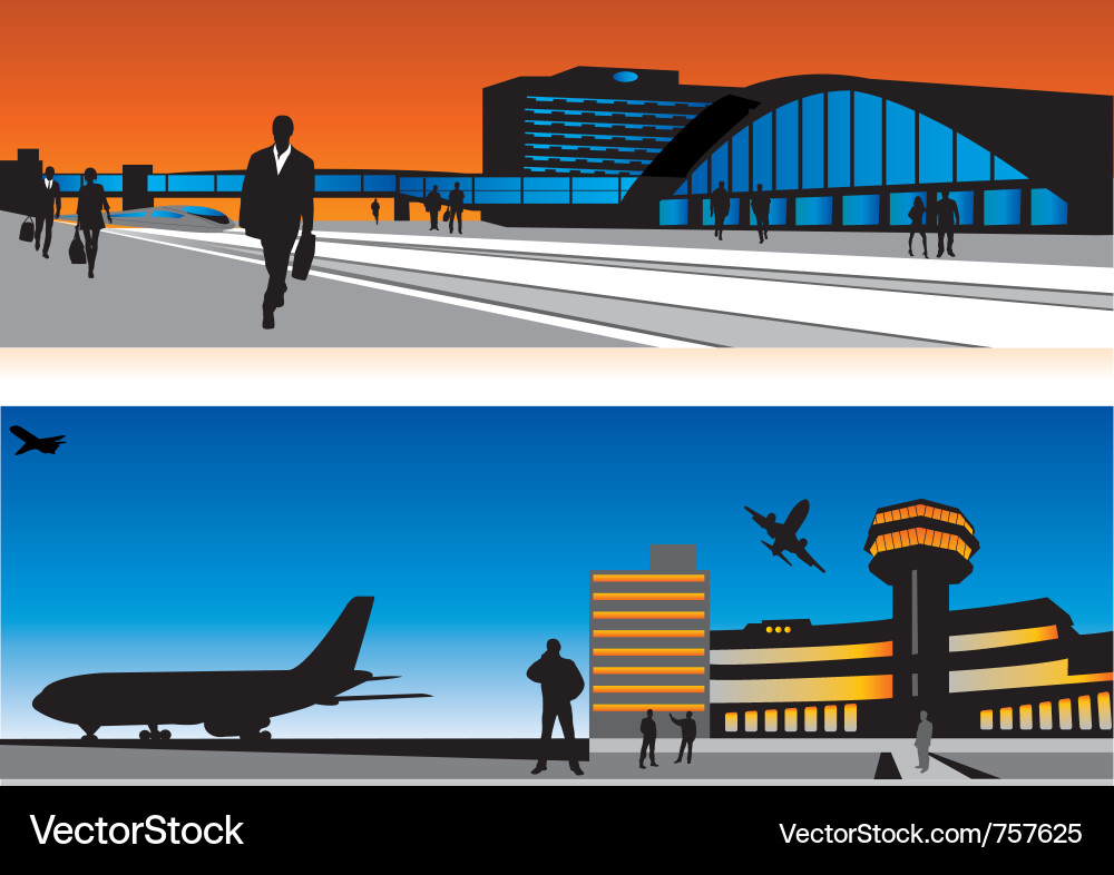 Air terminal and railway station Royalty Free Vector Image