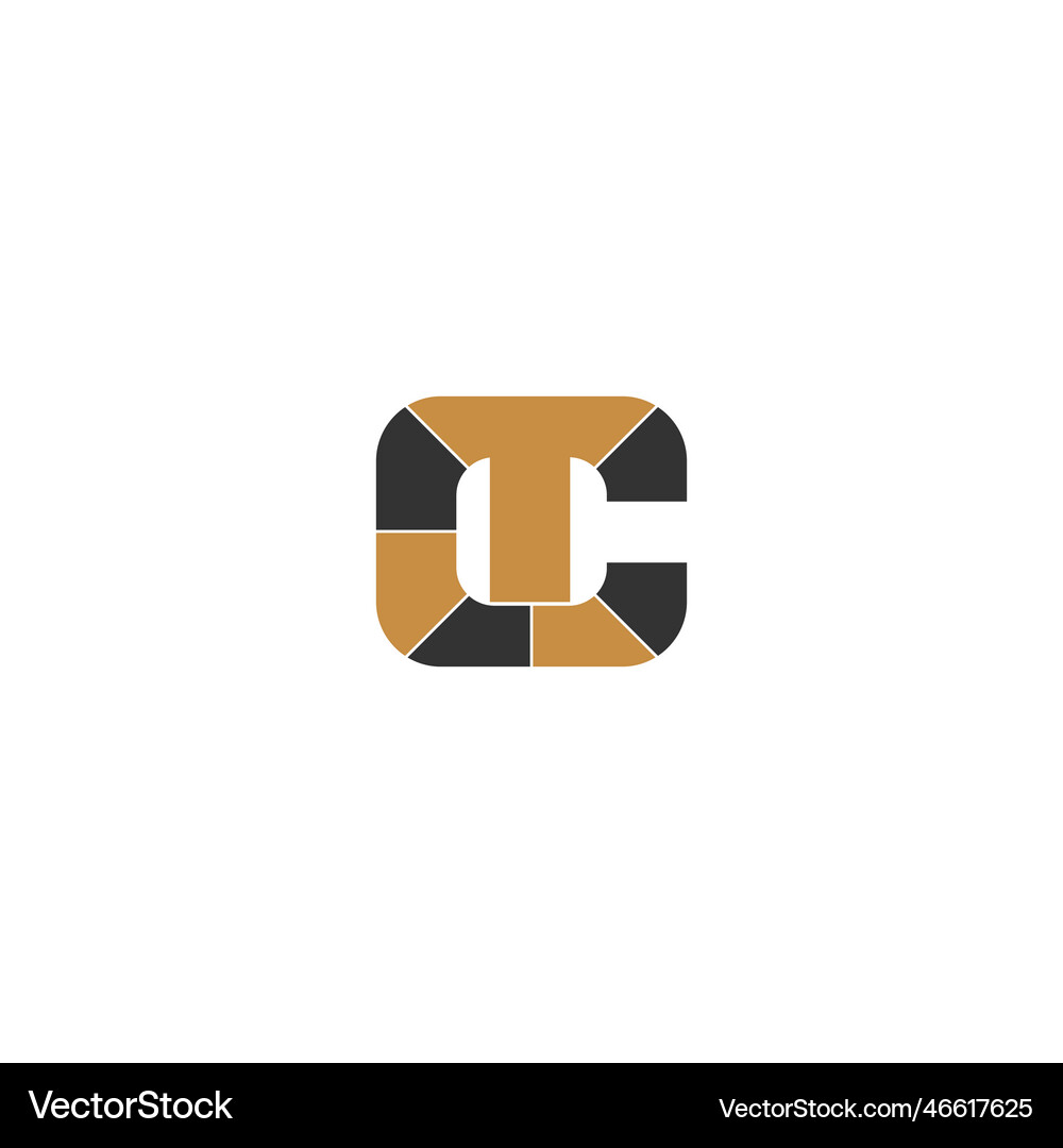 Alphabet initials logo ct tc c and t Royalty Free Vector