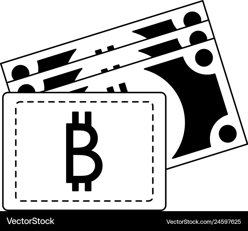 Bitcoin wallet symbol in black and white Vector Image